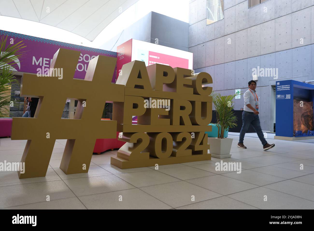 Lima, Peru. 13th Nov, 2024. This photo shows the logo of APEC 2024 at the APEC 2024 ...