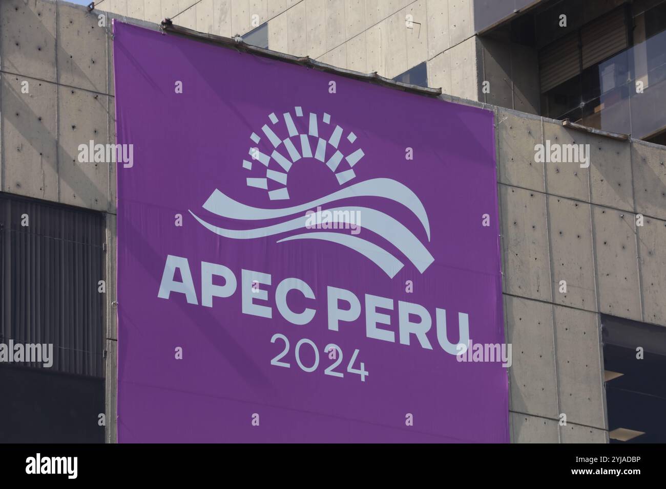 Lima, Peru. 13th Nov, 2024. This photo shows the logo of APEC 2024 in ...