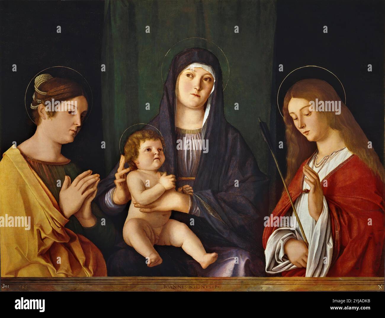 Giovanni Bellini (and workshop) / 'The Virgin and Child between two Saints', ca. 1490, Italian ...