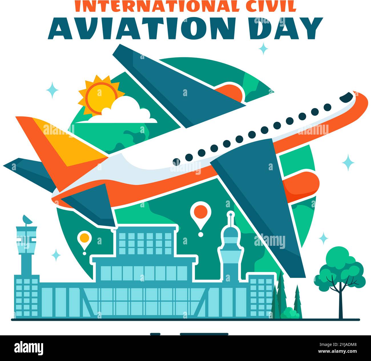 International Civil Aviation Day Vector Illustration on December 7 ...