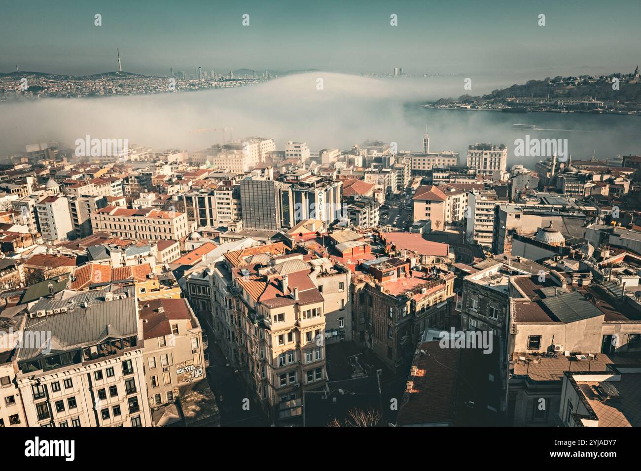 Aerial view of Istanbul from Galata tower, Istanbul panorama from the ...