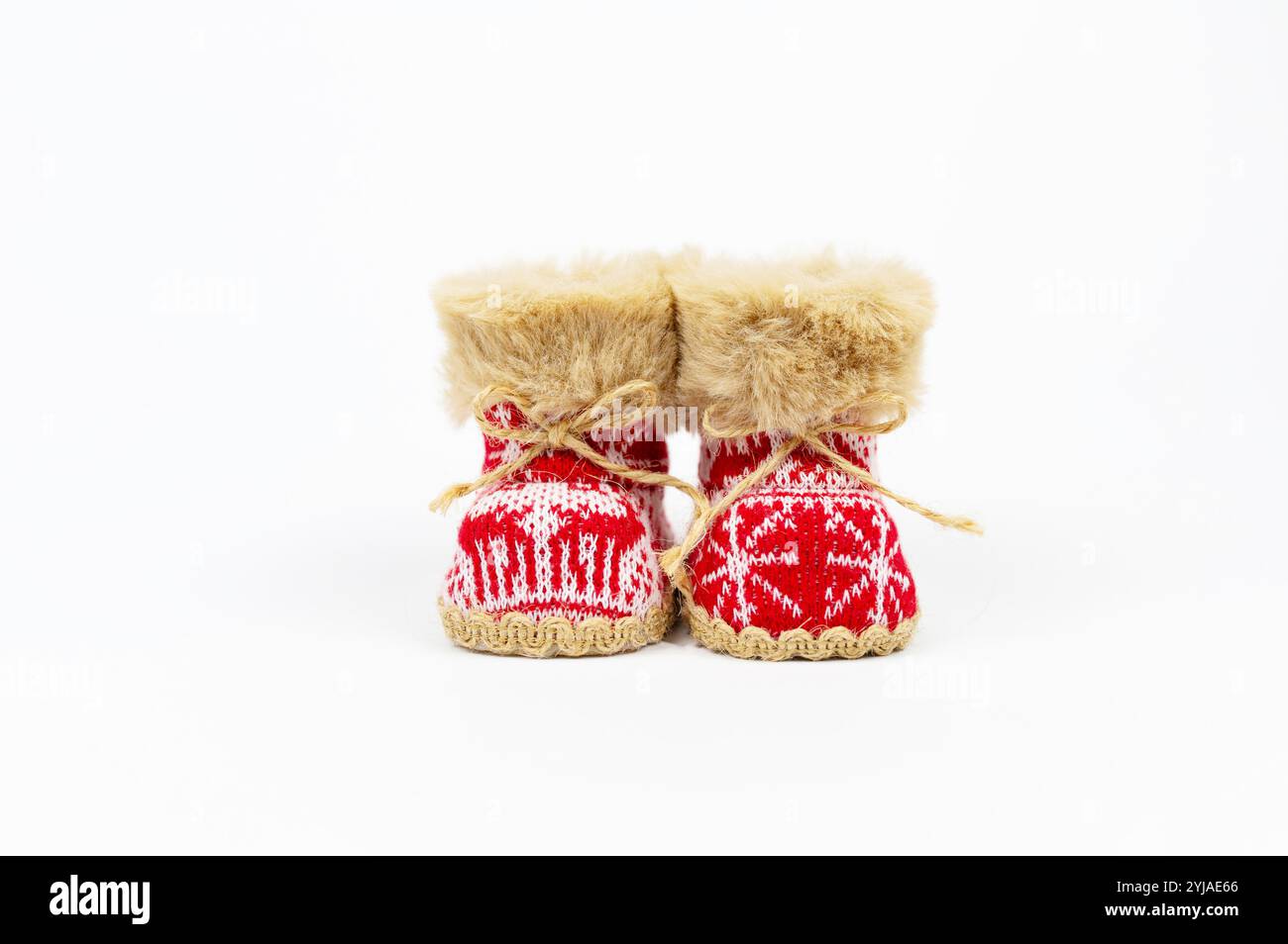 Red Nicholas Christmas boots isolated on white background. Winter boots ...