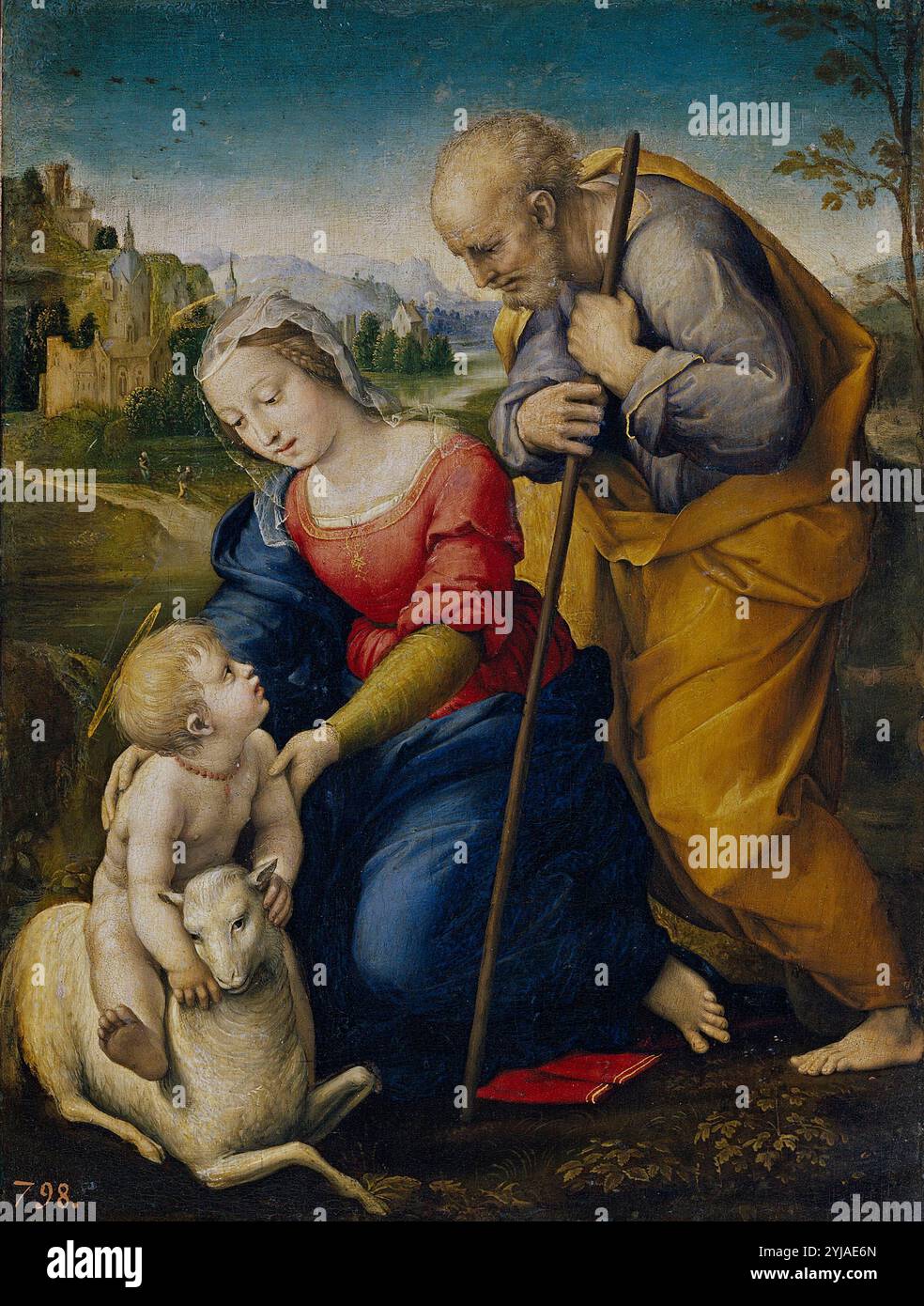 Rafael / 'The Holy Family with a Lamb', 1507, Italian School, Oil on ...