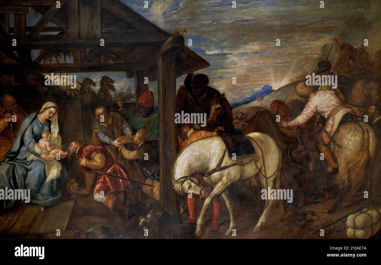 Vecellio di Gregorio Tiziano / 'Adoration of the Magi', 16th century, Italian School, Oil on ...