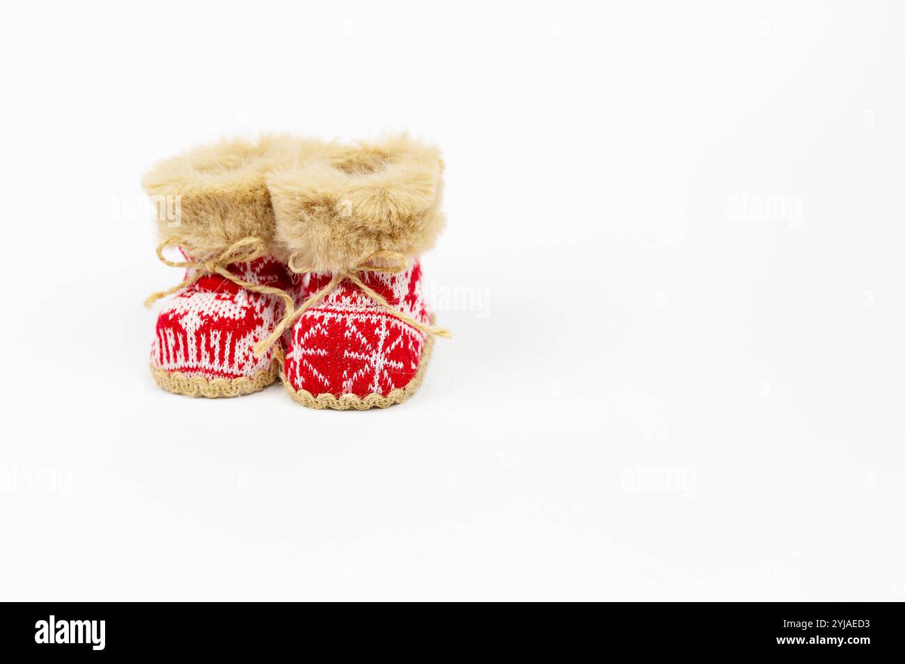 Red Nicholas Christmas boots isolated on white background. Winter boots ...