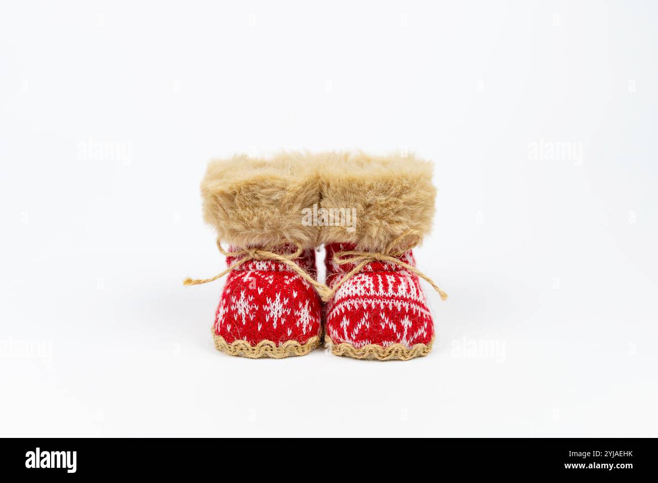 Red Nicholas Christmas boots isolated on white background. Winter boots ...