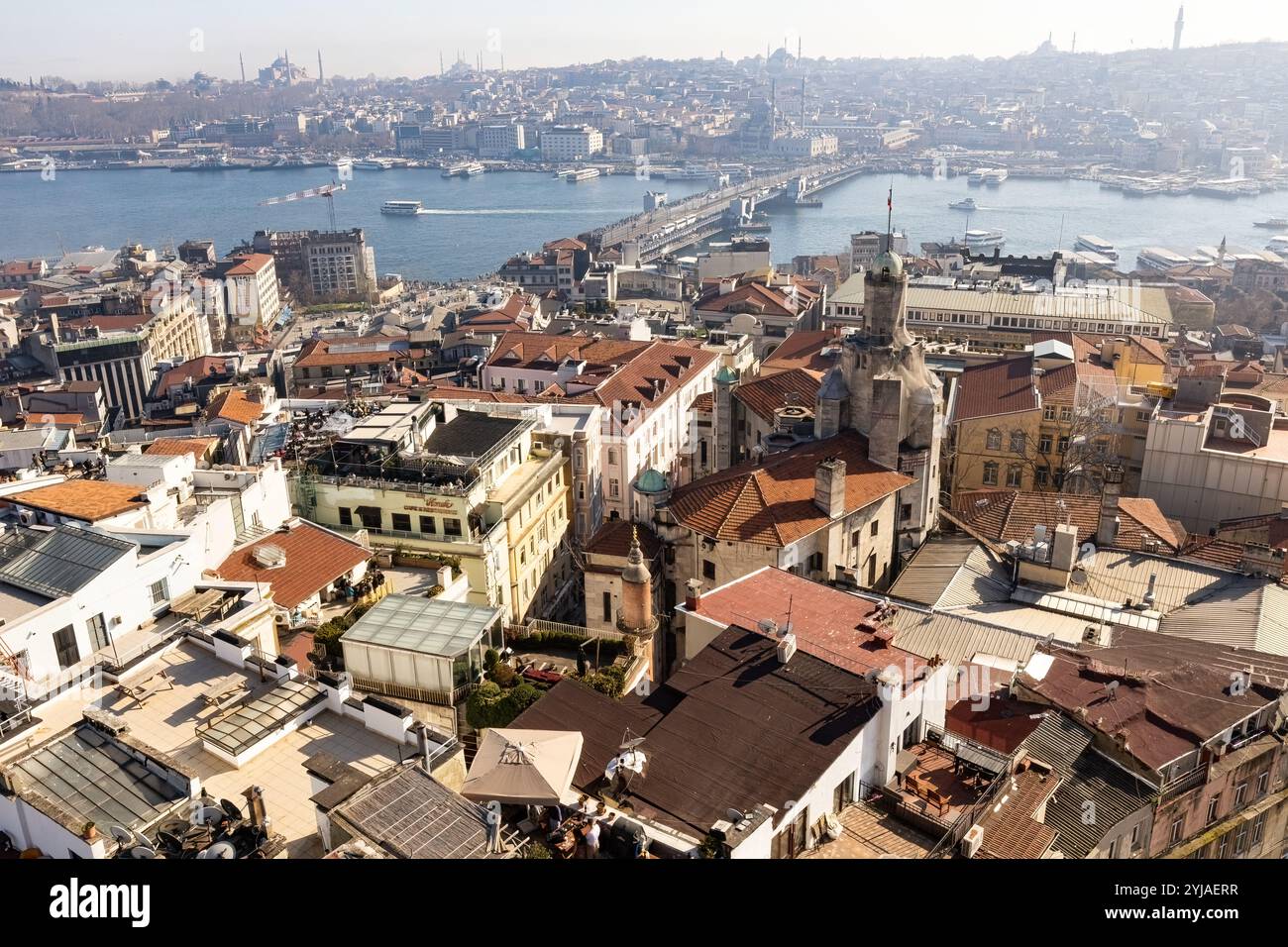 Aerial view of Istanbul from Galata tower, Istanbul panorama from the ...