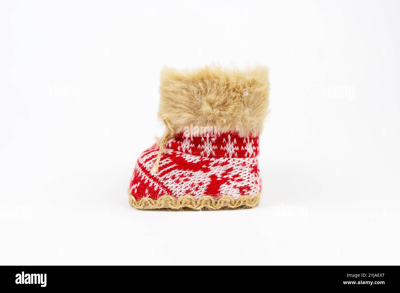 Red Nicholas Christmas boots isolated on white background. Winter boots ...