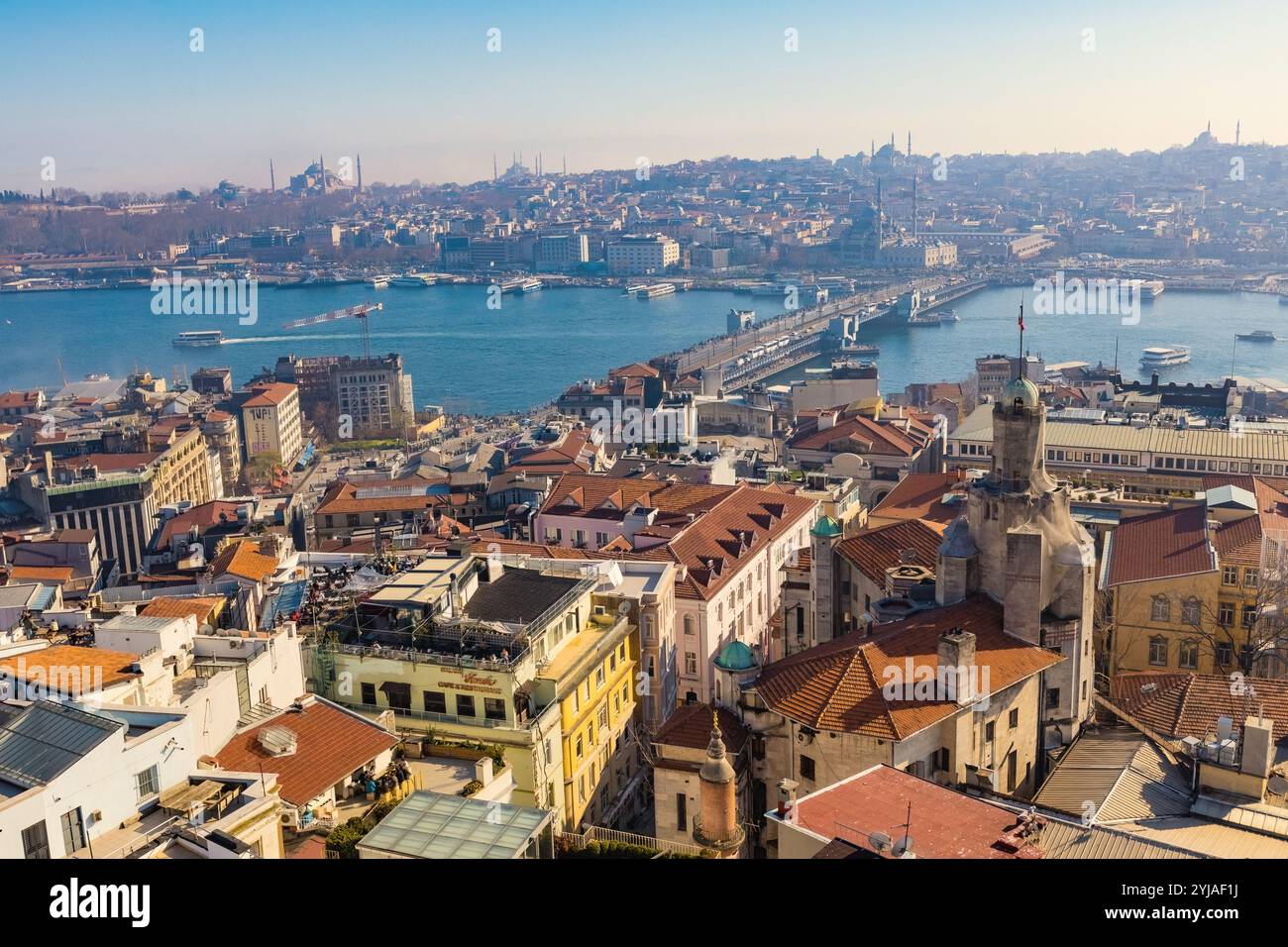 Aerial view of Istanbul from Galata tower, Istanbul panorama from the ...