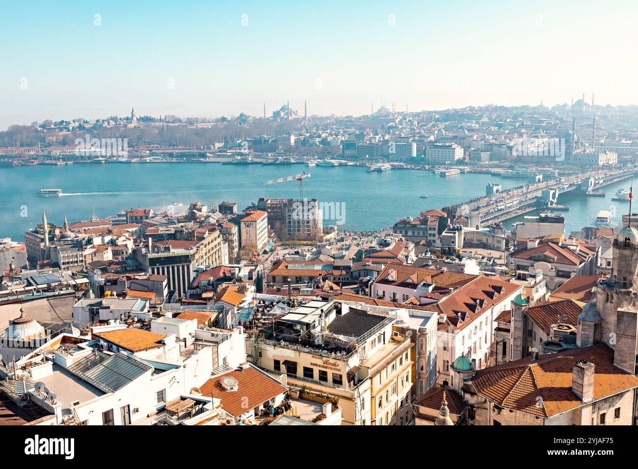 Aerial view of Istanbul from Galata tower, Istanbul panorama from the ...