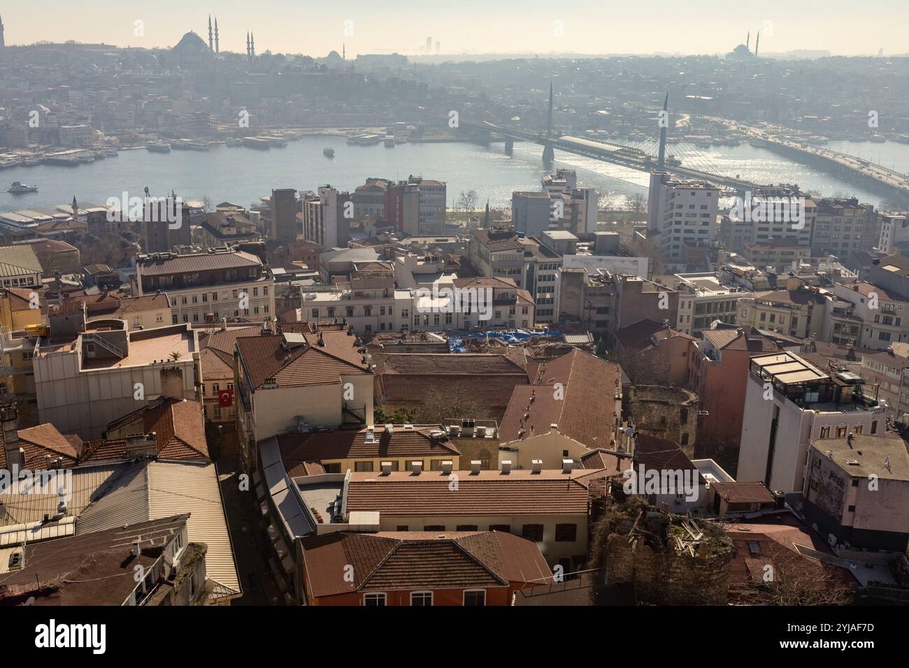 Aerial view of Istanbul from Galata tower, Istanbul panorama from the ...