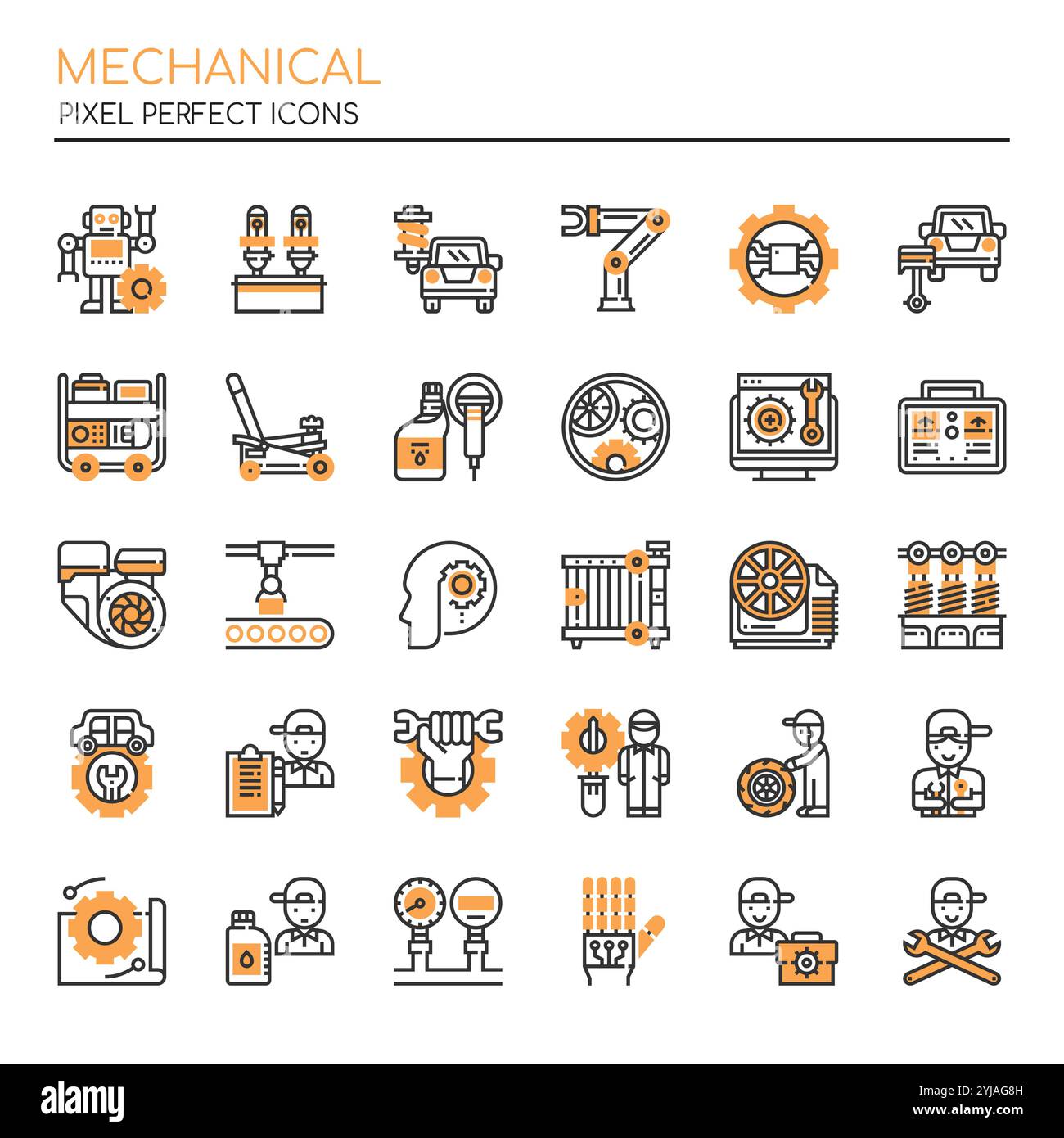 Mechanical Elements , Thin Line and Pixel Perfect Icons Stock Vector ...