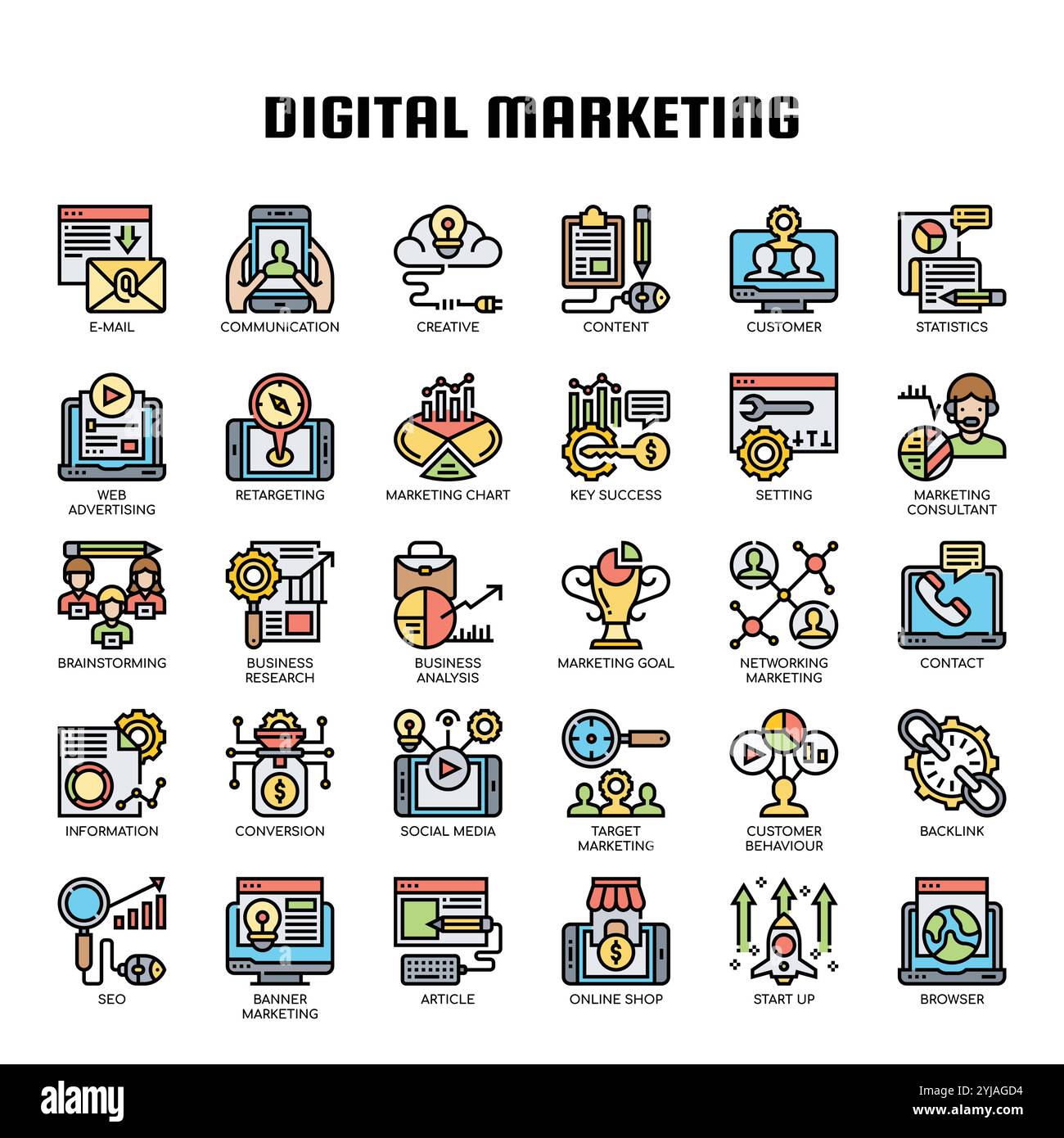 Search engine linear icons hi-res stock photography and images - Alamy