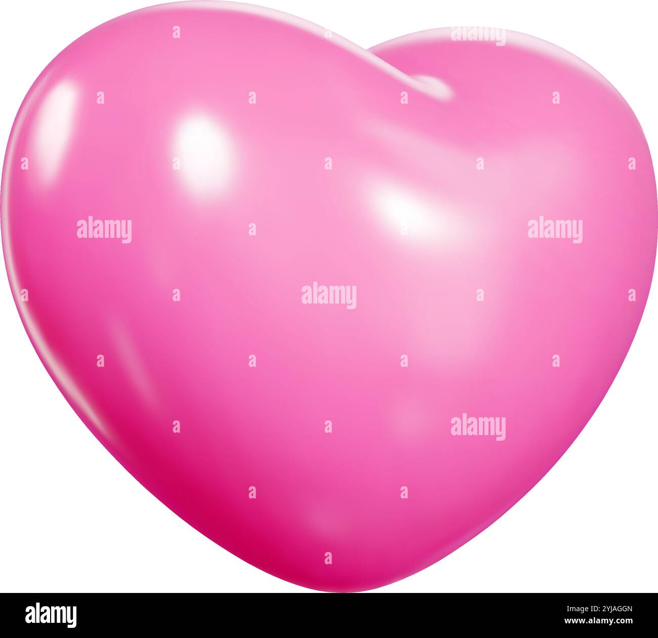 Pink 3d heart shape with glossy surface. Balloon like object in vector ...