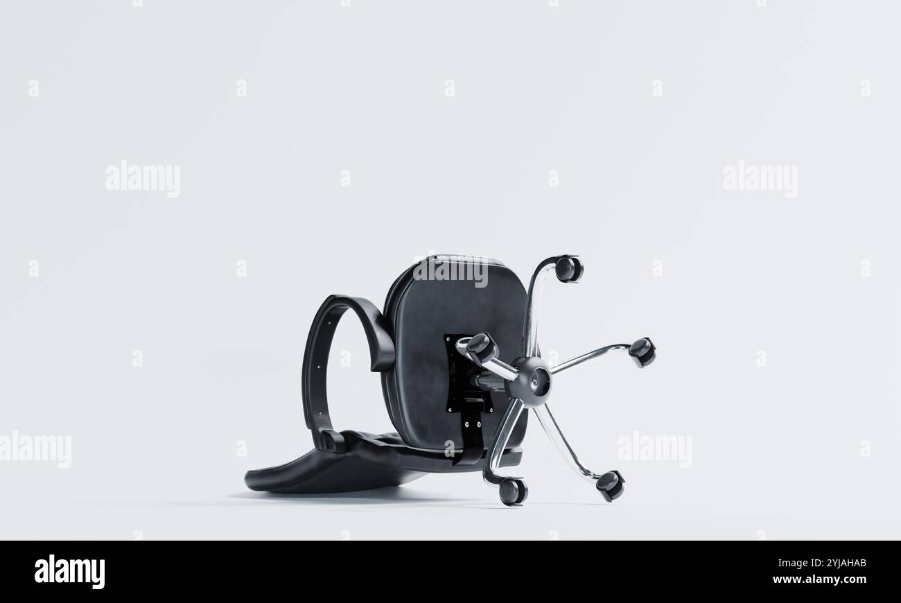 3d render of a falling office leather chair for failure or rejected ...