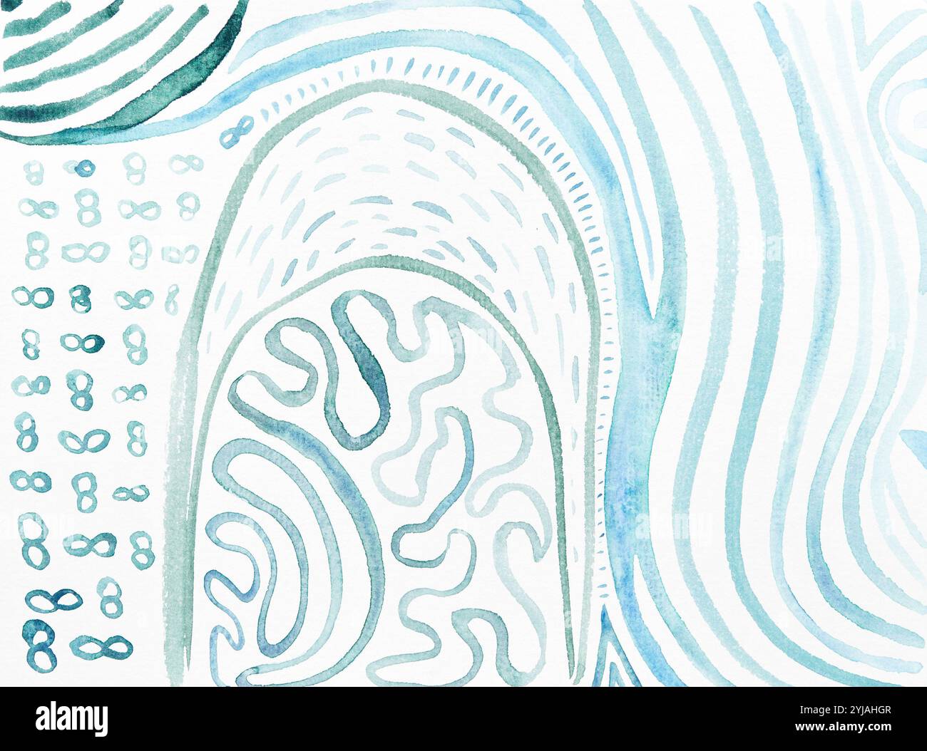 Abstract blue and green fluid lines with organic patterns in modern ...