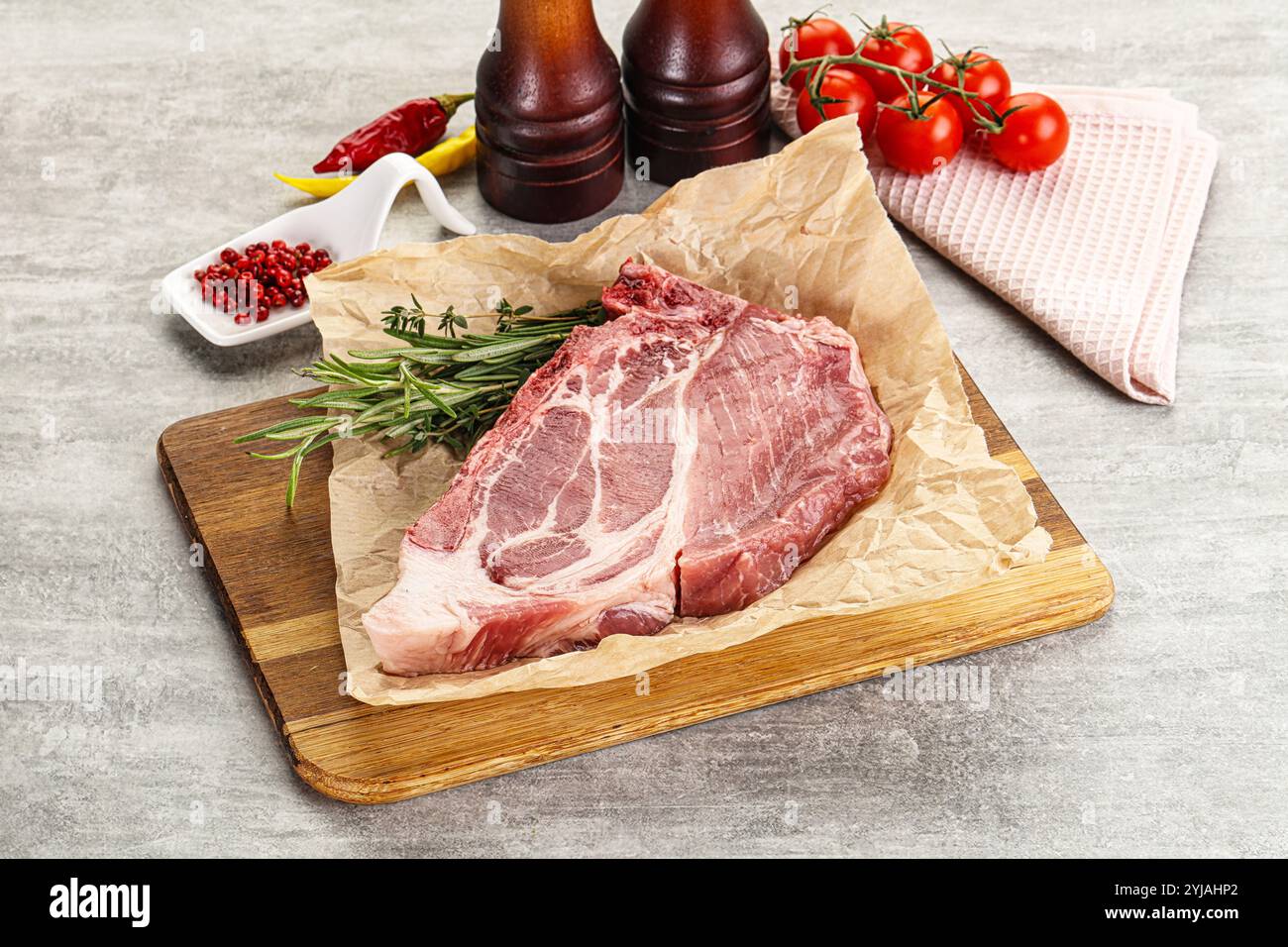 Raw pork neck steak for coocking Stock Photo - Alamy