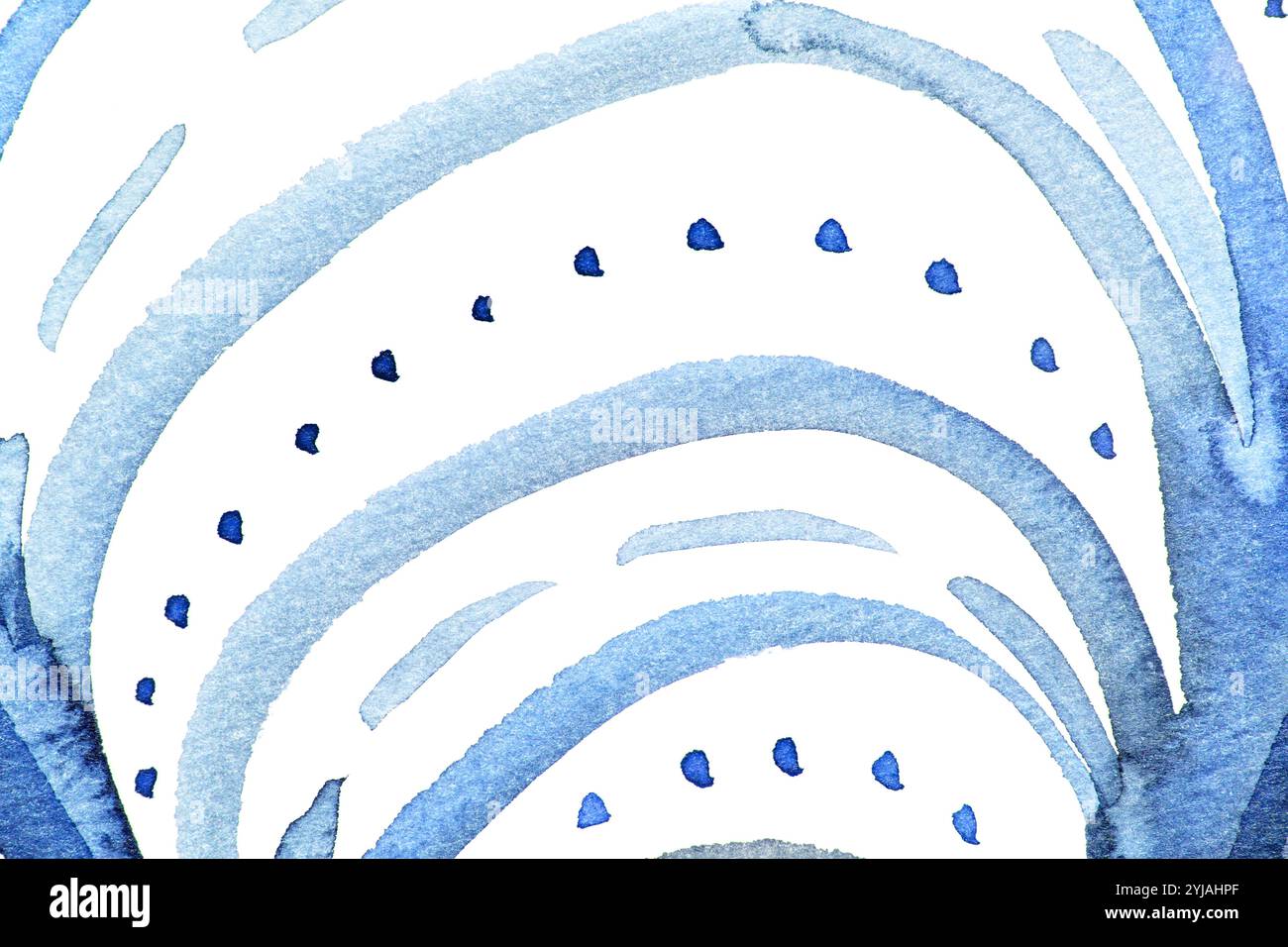 Abstract blue watercolor pattern with wave-like curves and dots on white background Stock Photo ...