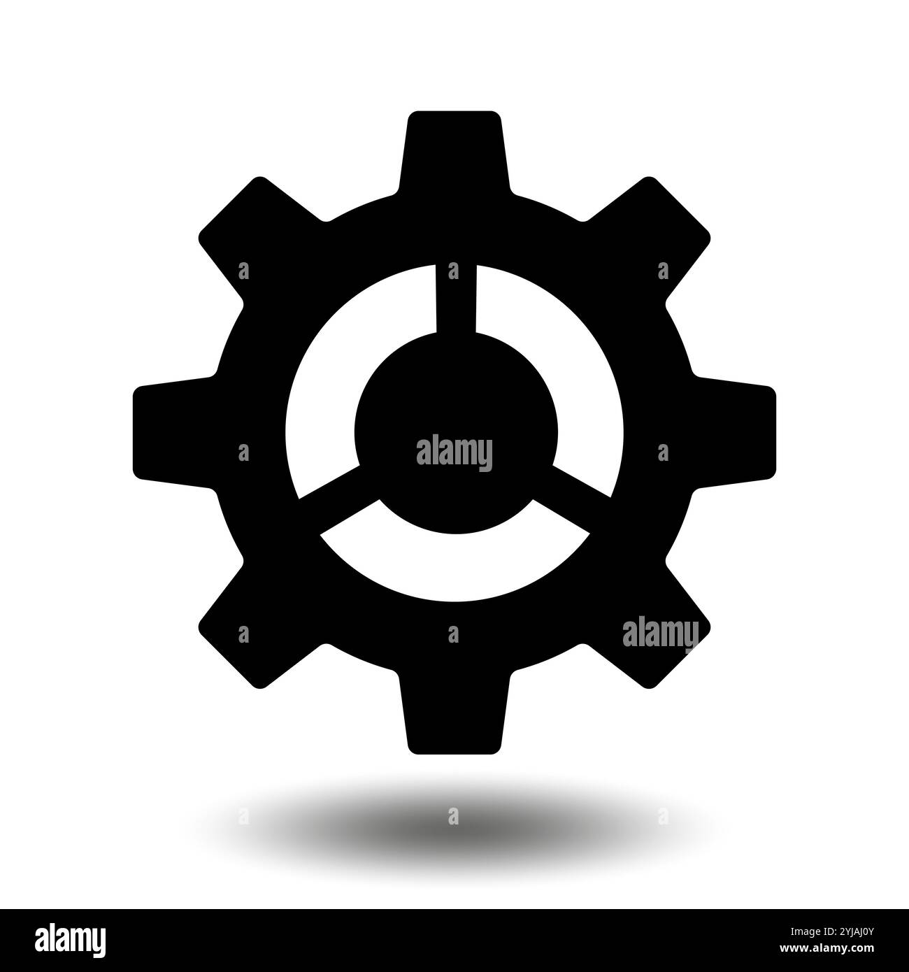 Black gear icon. Machine sprocket gear icon. Flat design. Vector ...