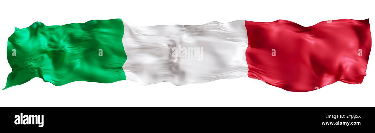 Stylized flag of Italy waving in the wind, isolated on white background ...