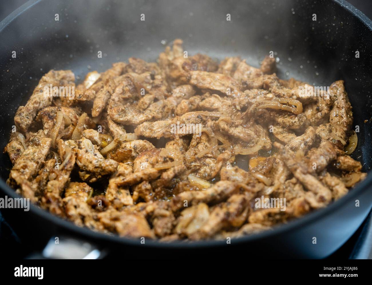 Pan-fried gyros with homemade tzatziki and Greek spices Stock Photo - Alamy