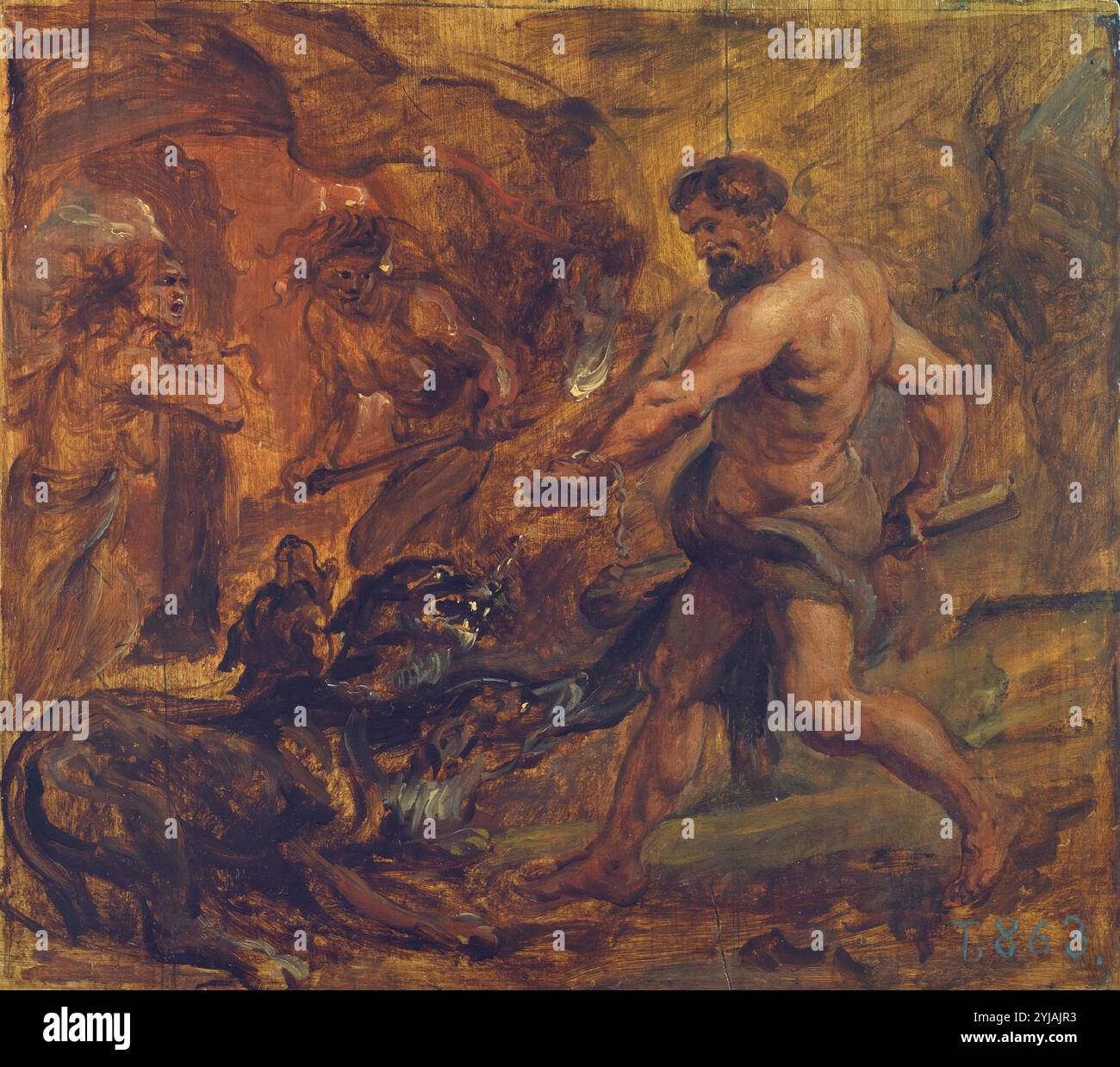 Pedro Pablo Rubens / 'Hercules and Cerberus', 1636-1637, Flemish School, Oil on panel, 28 cm x ...