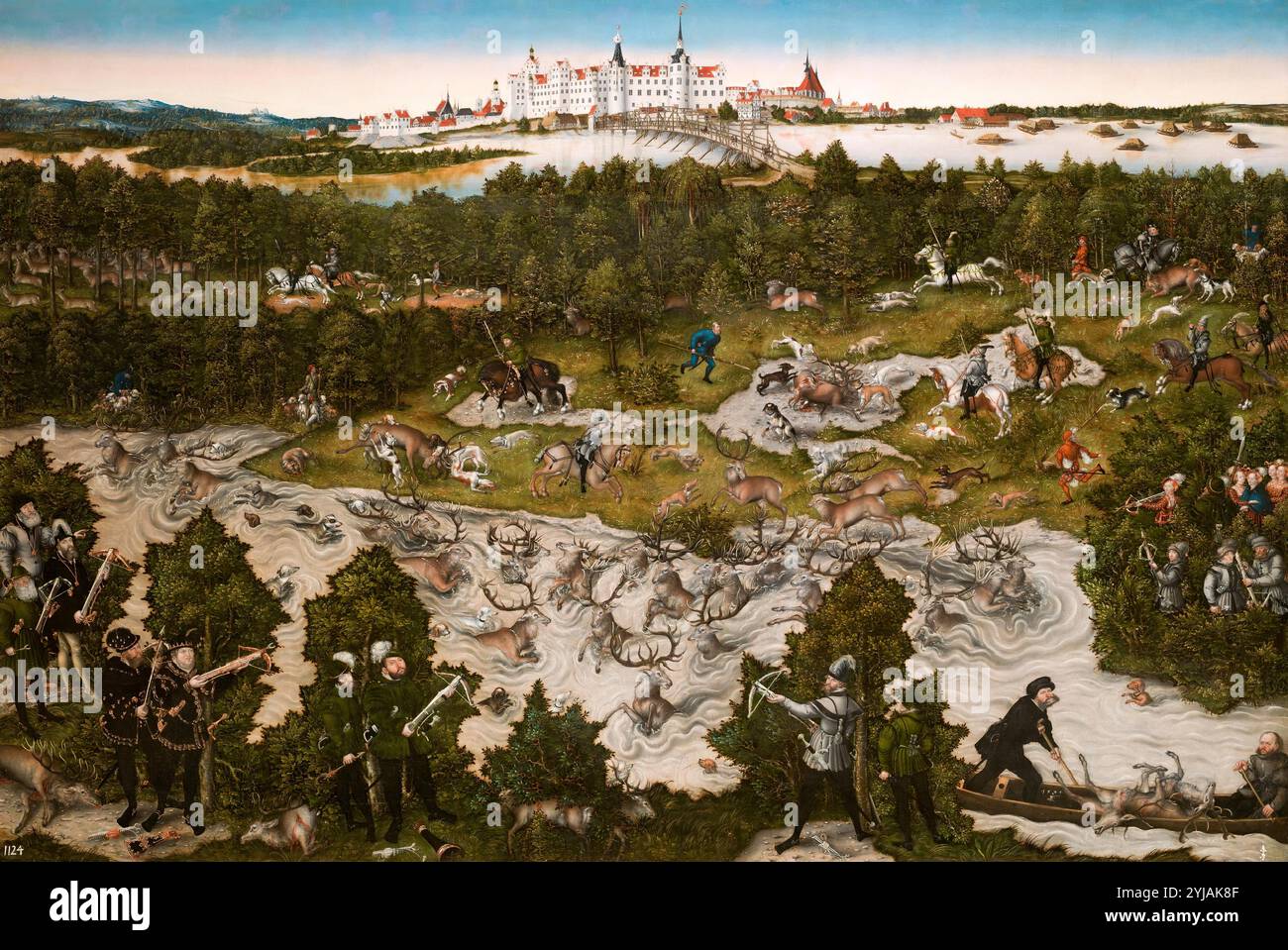 Lucas Cranach / 'Hunt in Honour of Ferdinand I at the Castle of Torgau ...