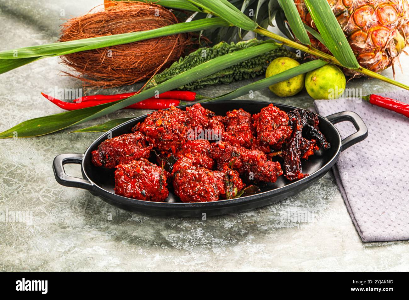 Indian cuisene - tandoori spicy Chicken 65 Stock Photo - Alamy