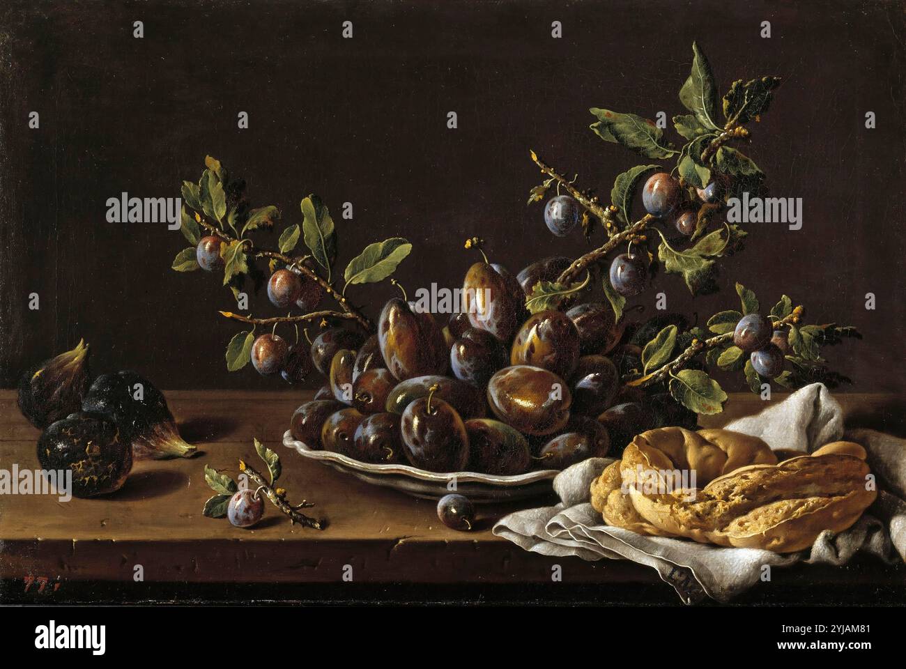 Luis Egidio Meléndez / 'Bodegón con plato de ciruelas, brevas y rosca ...