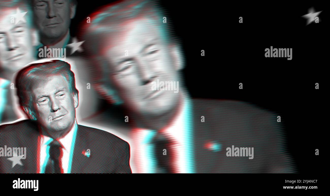 Donald Trump portrait on a black background with a meme for text ...
