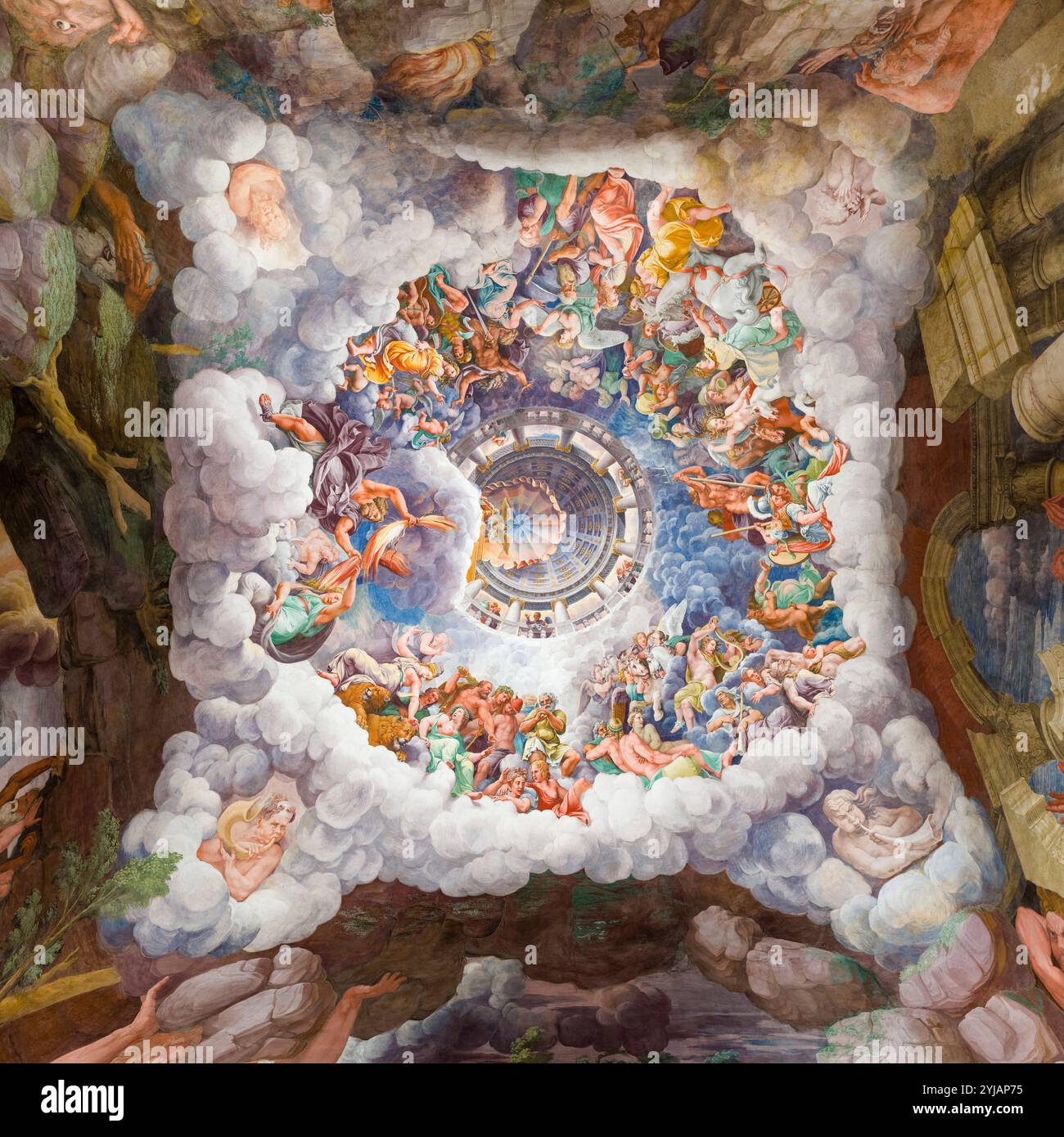 Giulio Romano (Giulio Pippi), Chamber of the Giants ceiling, fresco ...