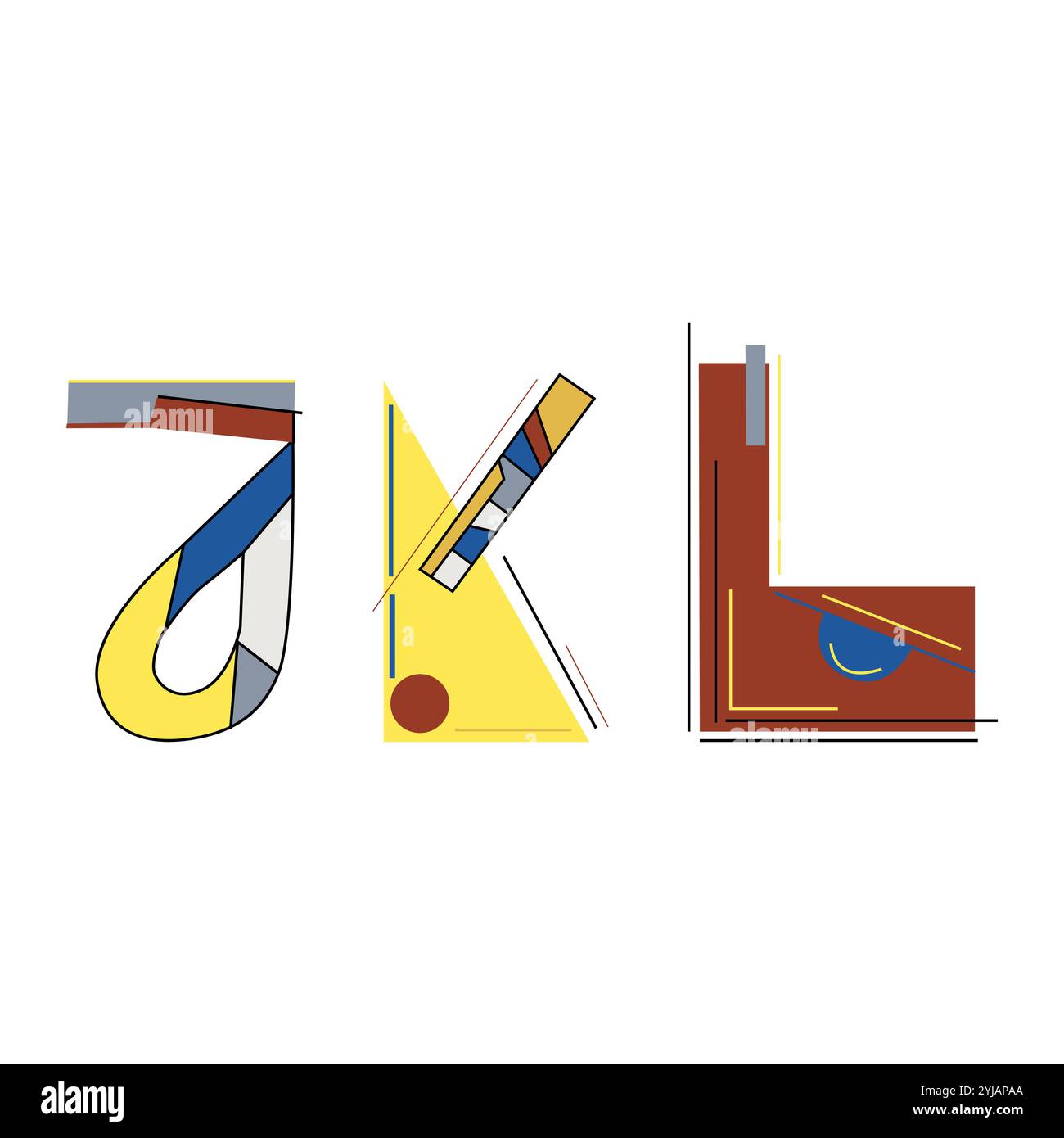 Alphabet letters JKL in Kandinsky style for your design, vector image ...