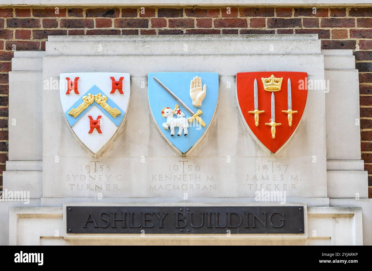 London, UK. Ashley Building, Temple. Personal coats of arms of Sydney ...