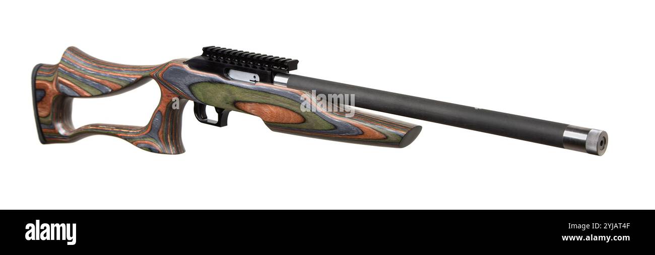 Semi-automatic .22LR rifle with custom wooden laminate stock, featuring ...