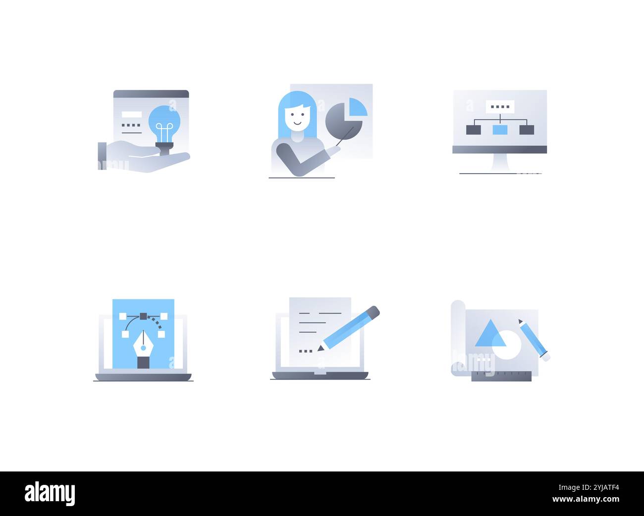 Ideas and creativity - flat design style icons set Stock Vector Image ...