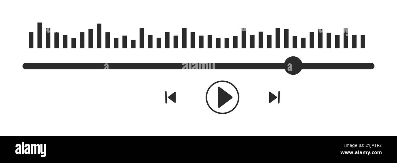 Music or video play interface bar icon, voice record display. Podcast playlist, play button ...