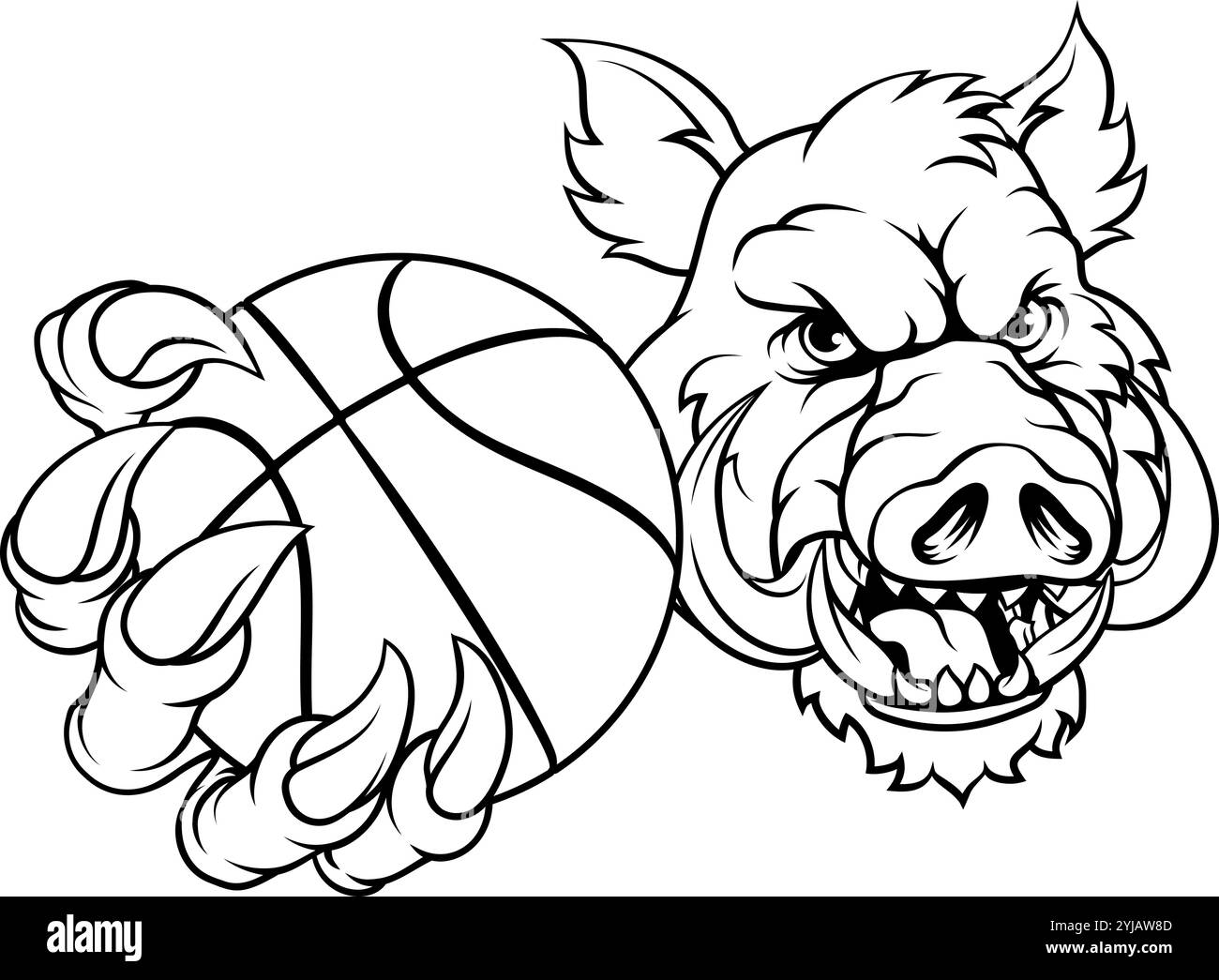 Boar Wild Hog Razorback Warthog Basketball Mascot Stock Vector Image ...
