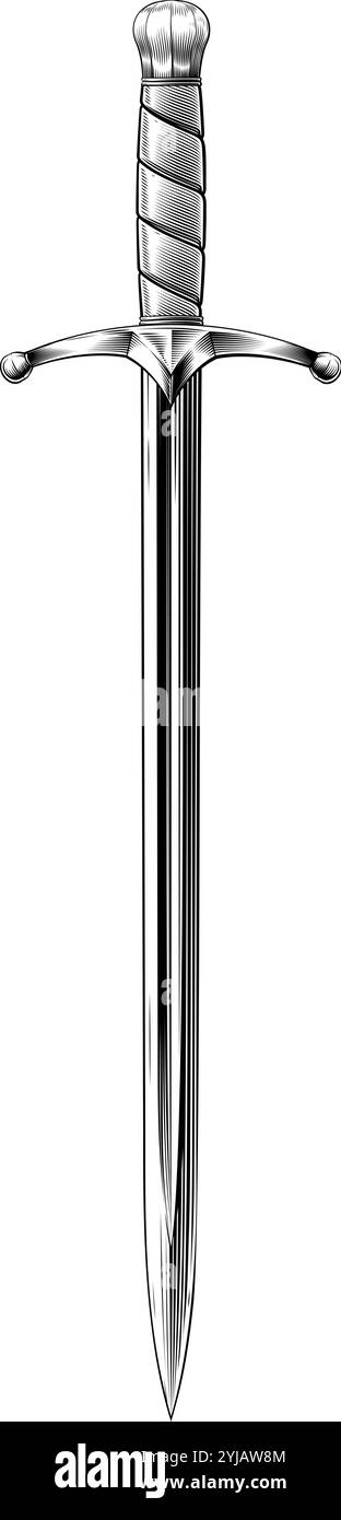 Medieval Knights Sword Vintage Style Illustration Stock Vector Image ...