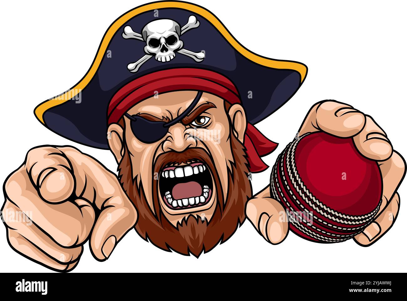 Pirate Cricket Ball Sport Team Mascot Illustration Stock Vector Image ...
