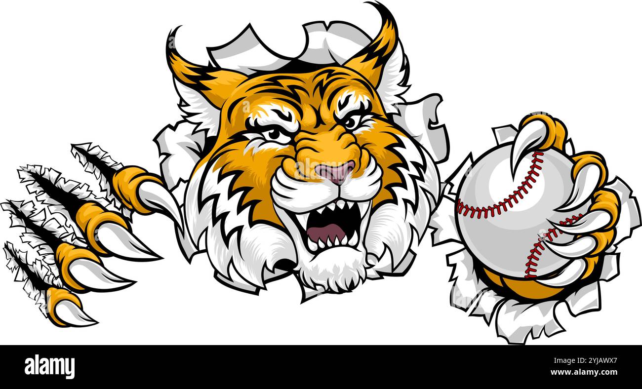 Wildcat Bobcat Baseball Ball Animal Team Mascot Stock Vector Image ...