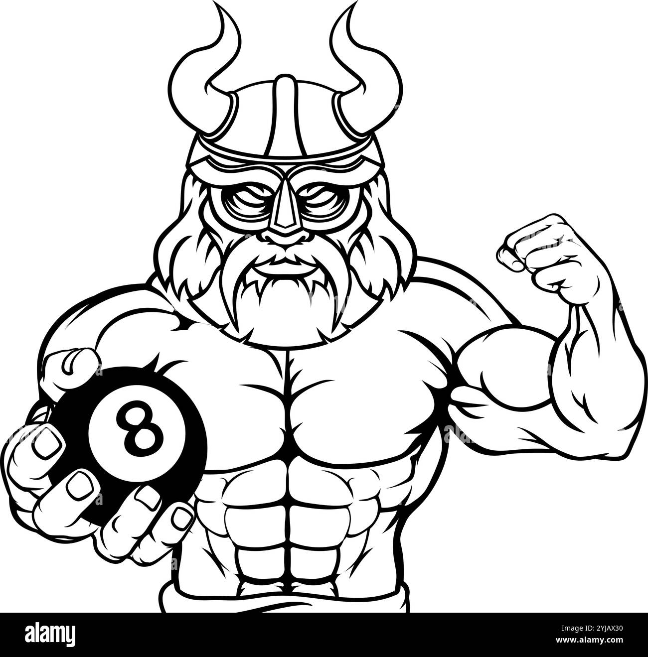 Viking Pool 8 Ball Billiards Mascot Cartoon Stock Vector Image & Art ...