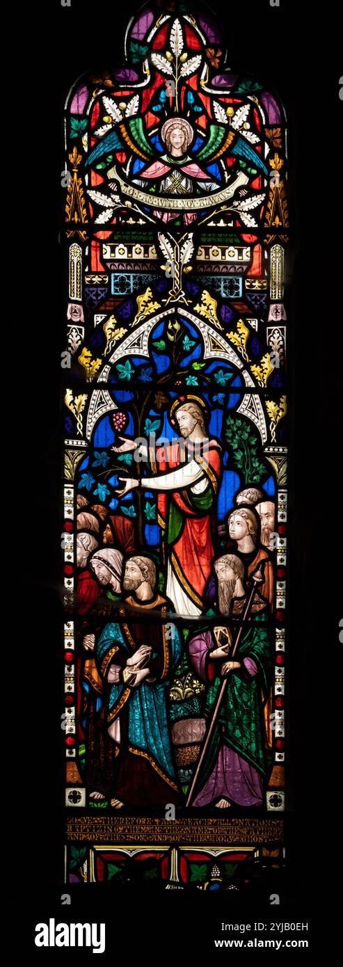 Stained glass, St. Michael`s Church, Ufton, Warwickshire, England, UK ...