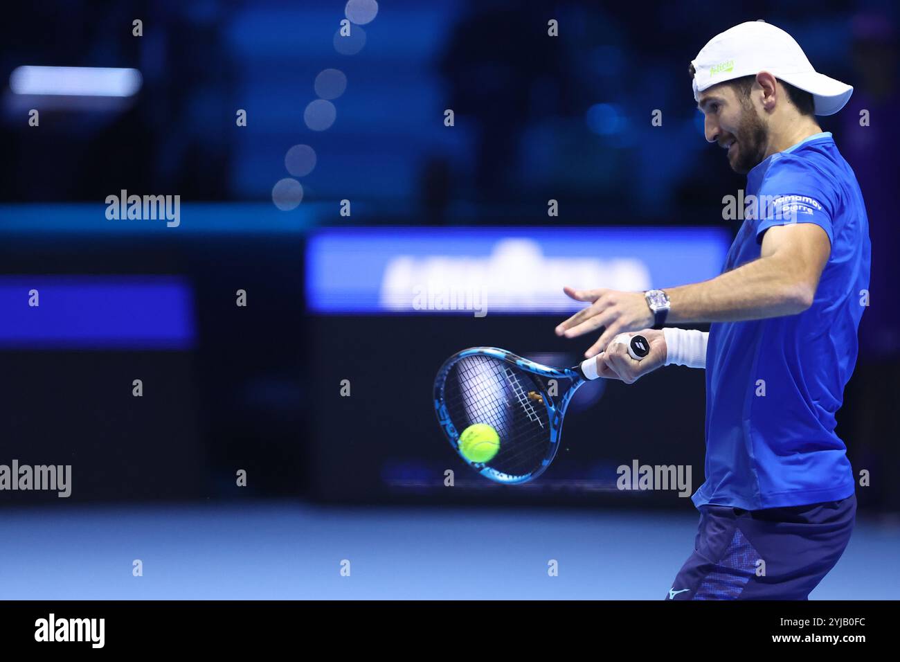 Turin, Italy. 13th Nov, 2024. Andrea Vavassori of Italy in action during the Round Robin doubles ...
