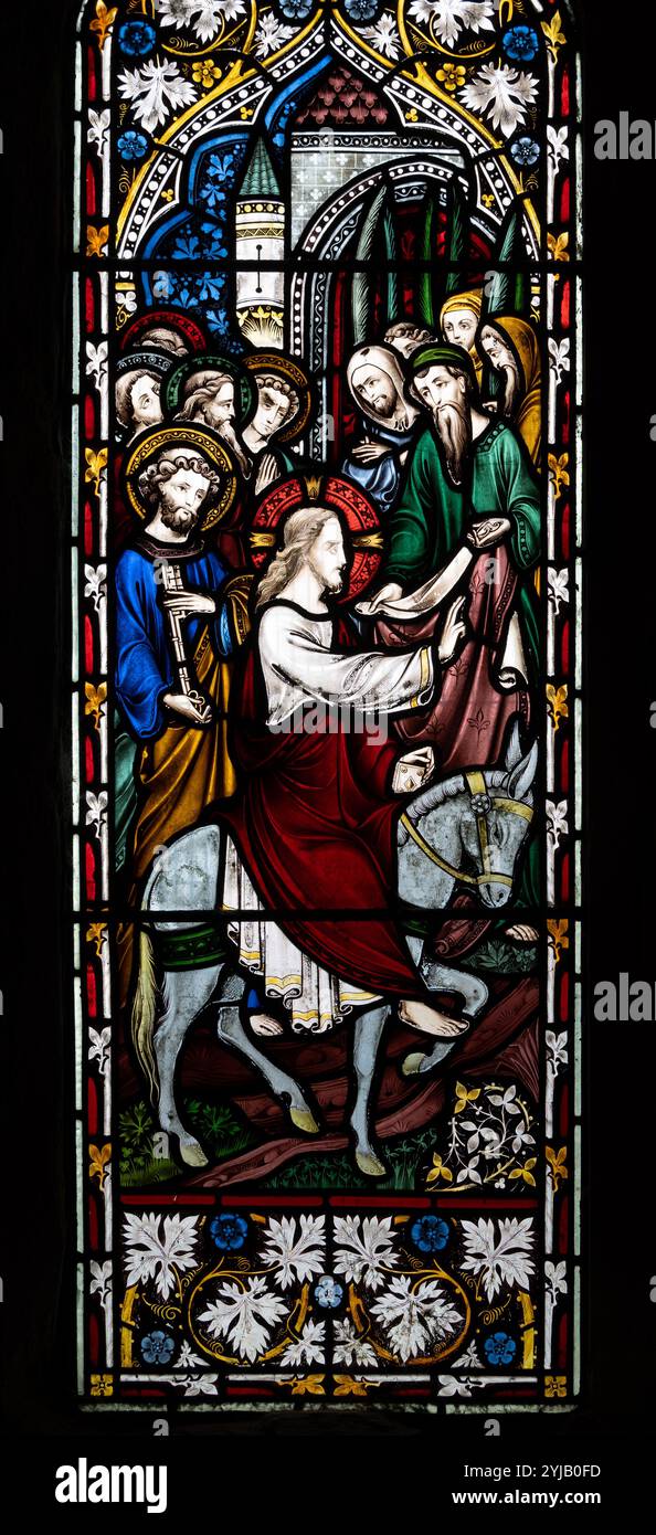 Entrance into Jerusalem stained glass in St. Michael’s Church, Ufton ...