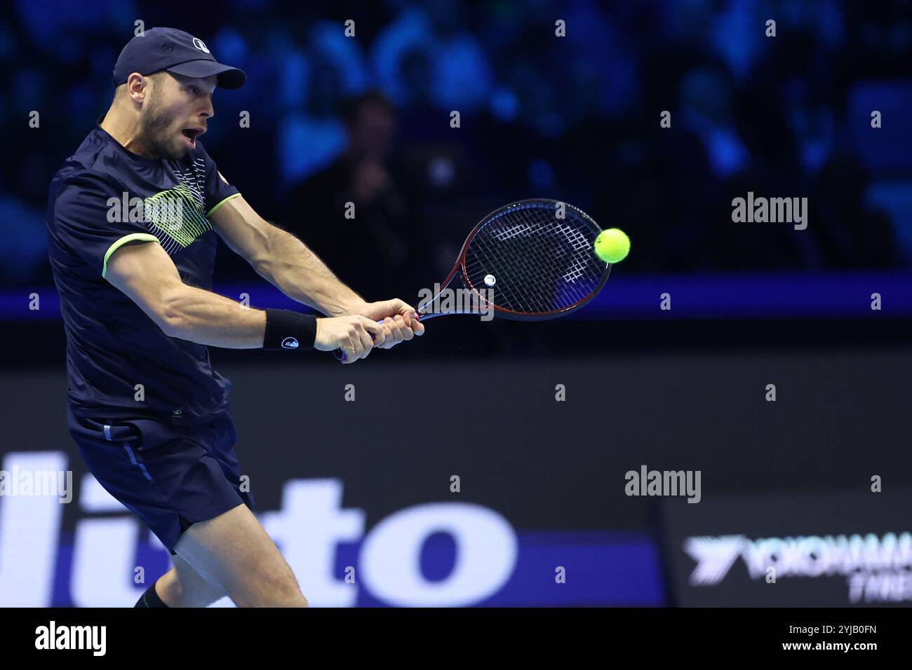 Turin, Italy. 13th Nov, 2024. Tim Puetz of Germany in action during the Round Robin doubles ...