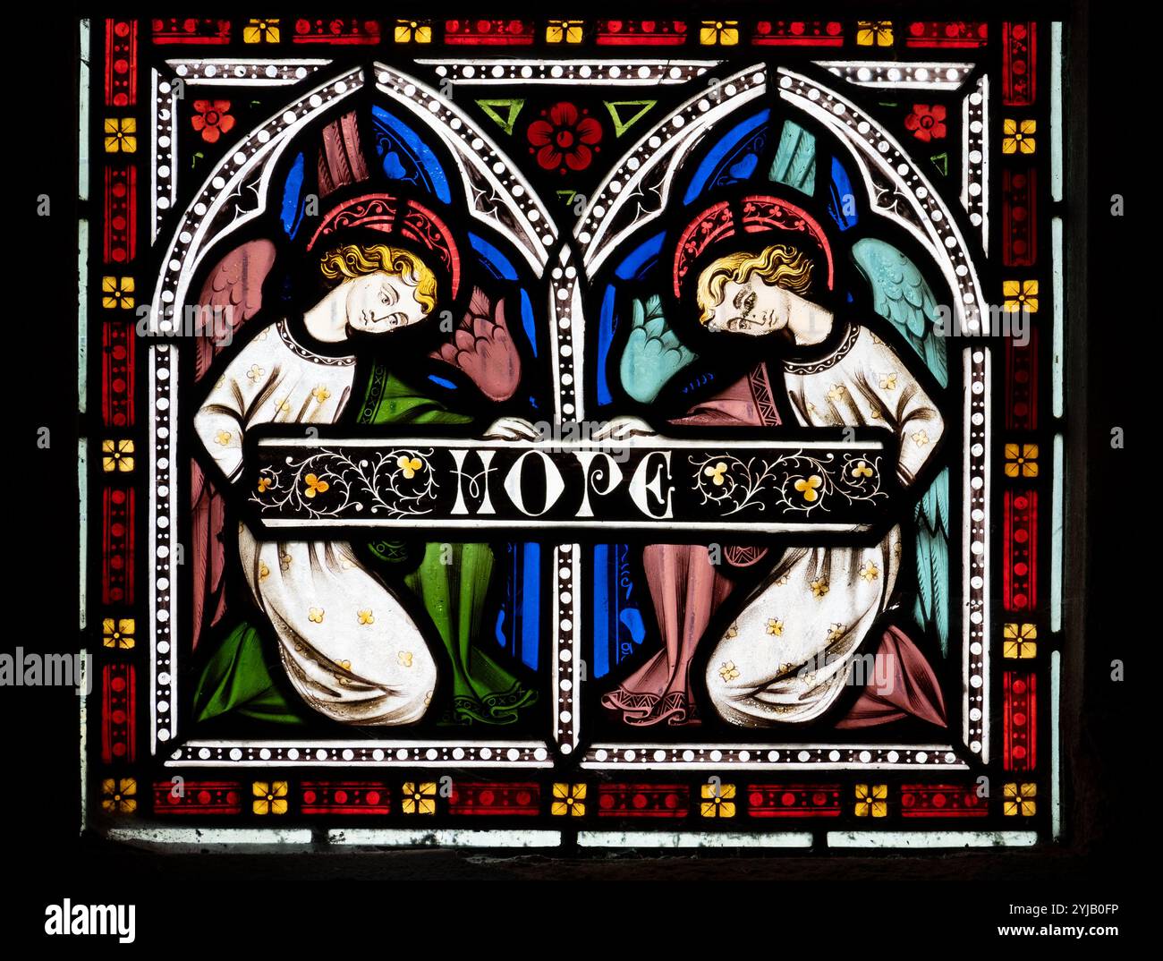 Hope stained glass, St. Michael’s Church, Ufton, Warwickshire, England ...