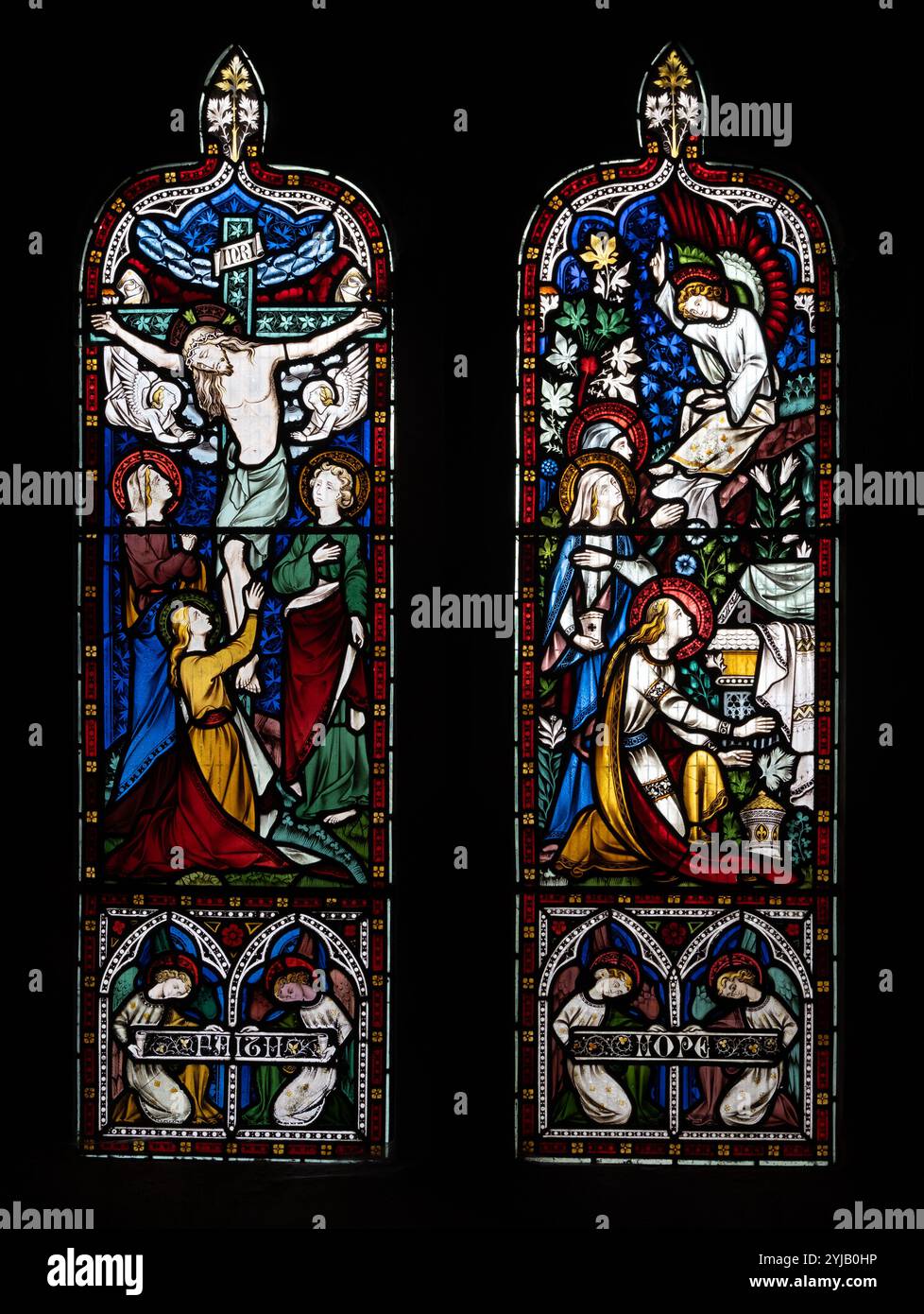 Stained glass, St. Michael’s Church, Ufton, Warwickshire, England, UK ...