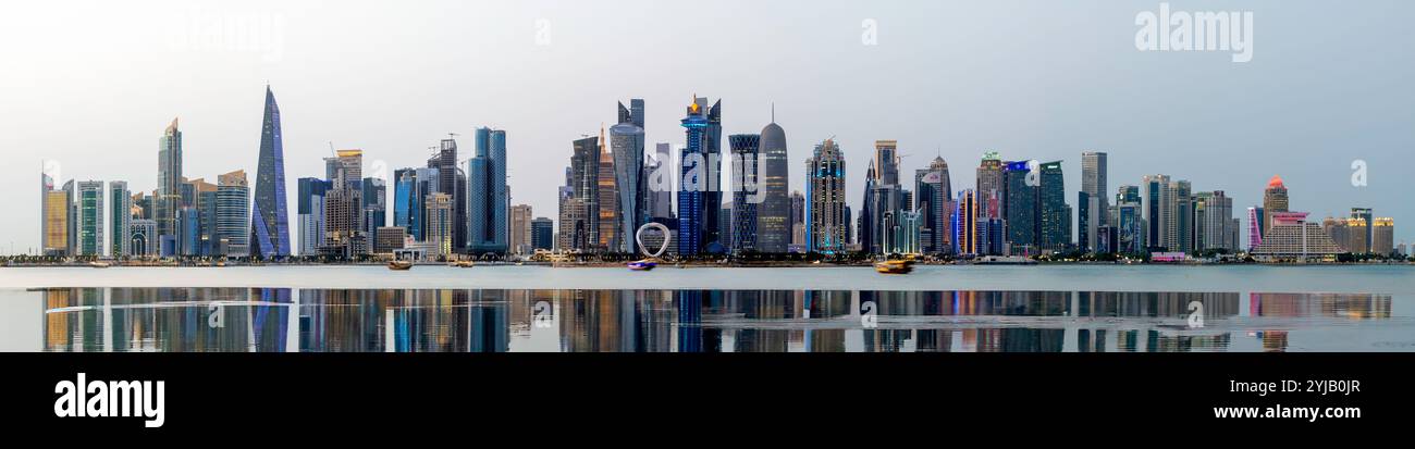Panoramic Doha Skyline view from Corniche Stock Photo - Alamy