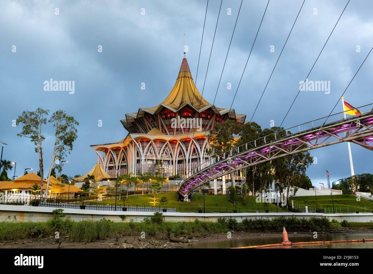 Sarawak Legislative Assembly New Building view at the bank of Sarawak ...