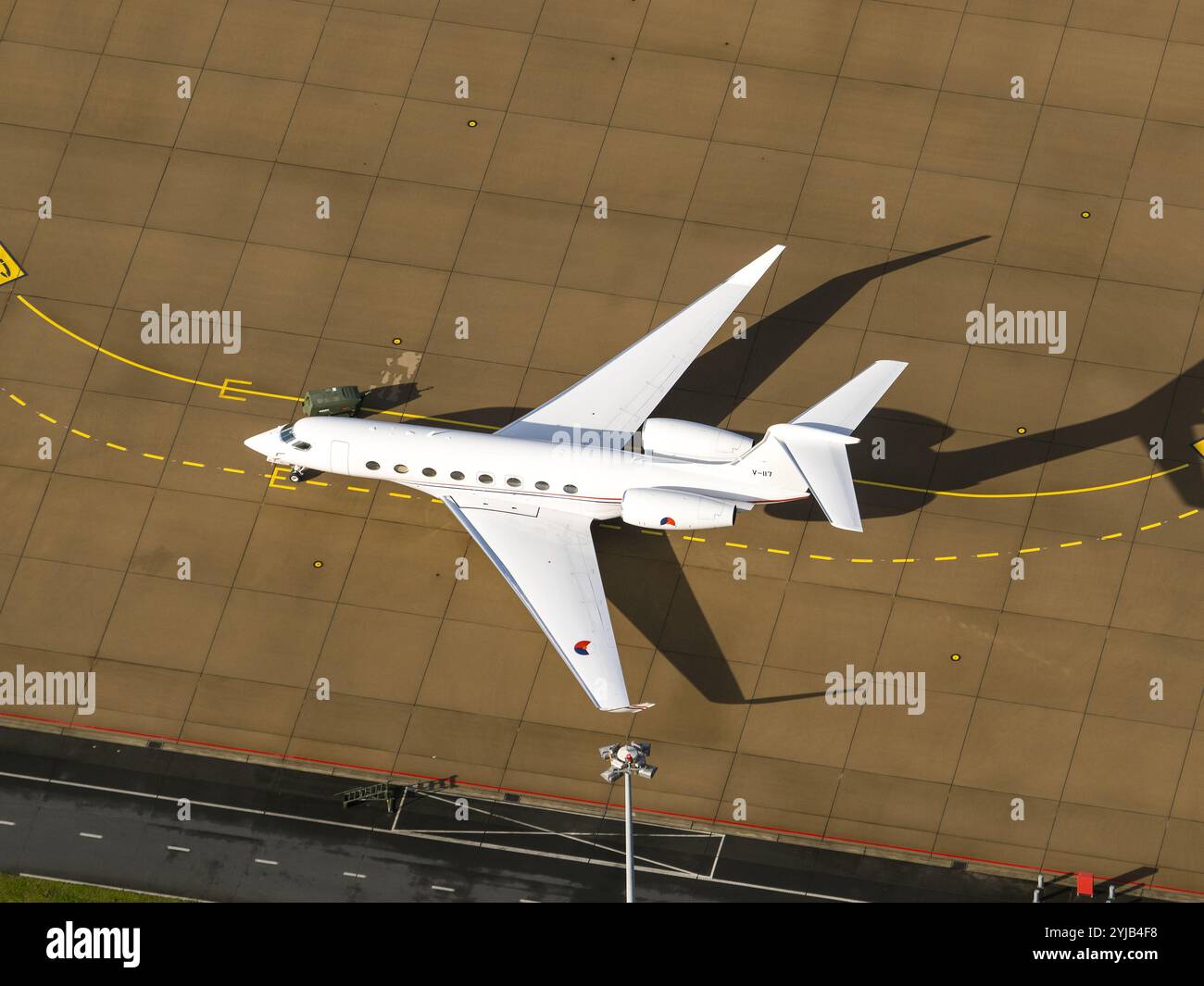 At Eindhoven Airport, this V-117 Gulfstream G650ER of the KLU stands on ...